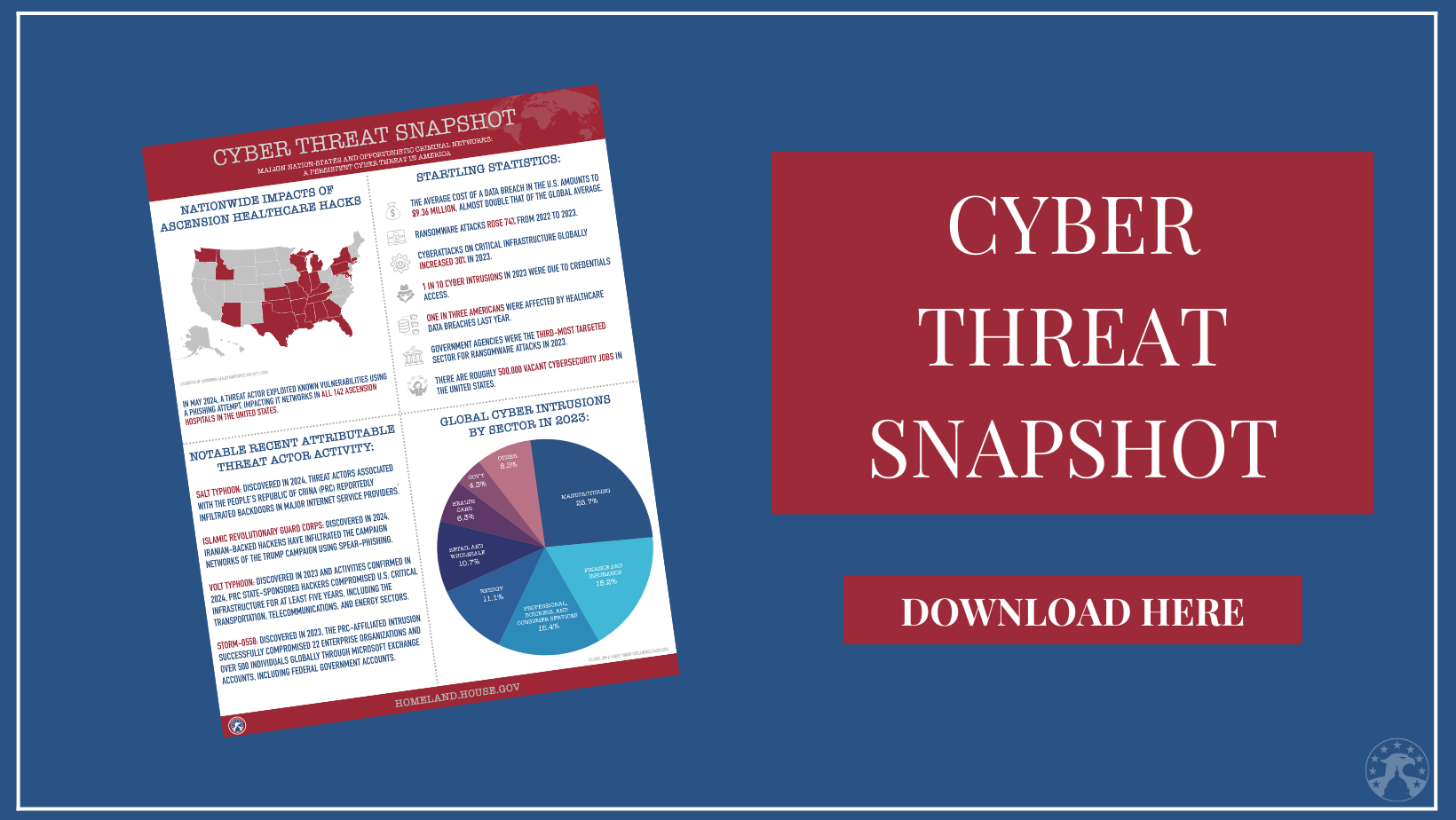 NEW: House Homeland Releases “Cyber Threat Snapshot” Highlighting ...
